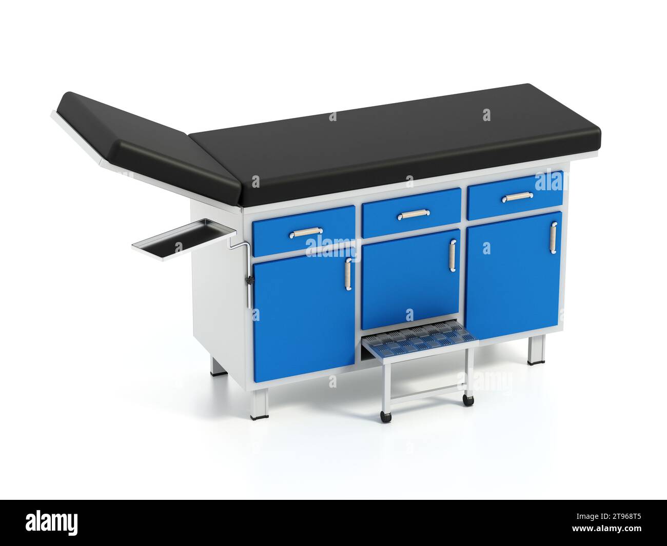 Medical exam table isolated on white background. 3D illustration Stock ...