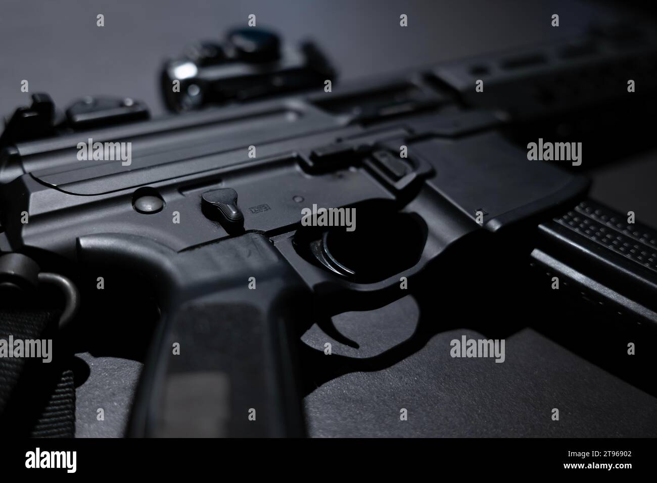 Modern Elegant Assault Rifle on Grey Background in Switzerland Stock ...