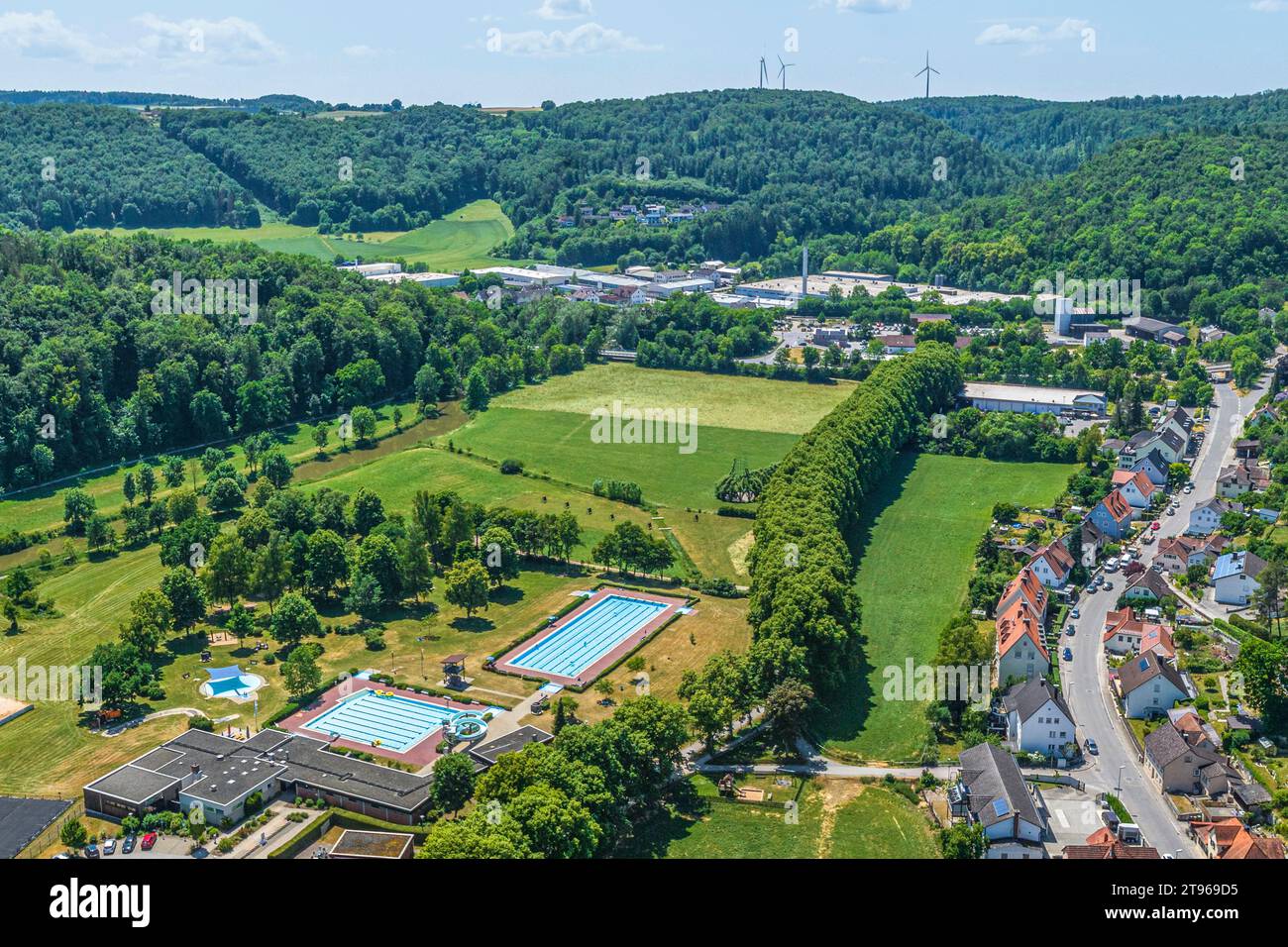 Aerial view to Pappenheim, a beautiful little town in th nature park ...