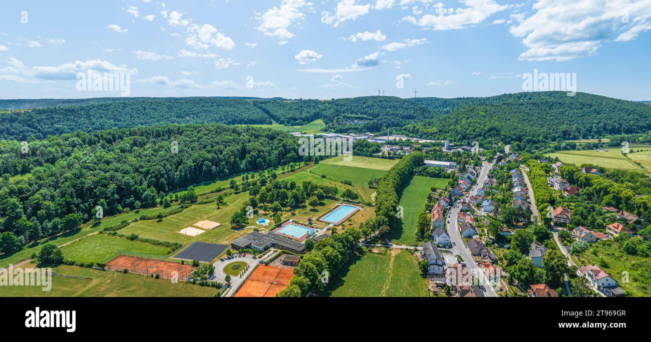 Aerial view to Pappenheim, a beautiful little town in th nature park ...