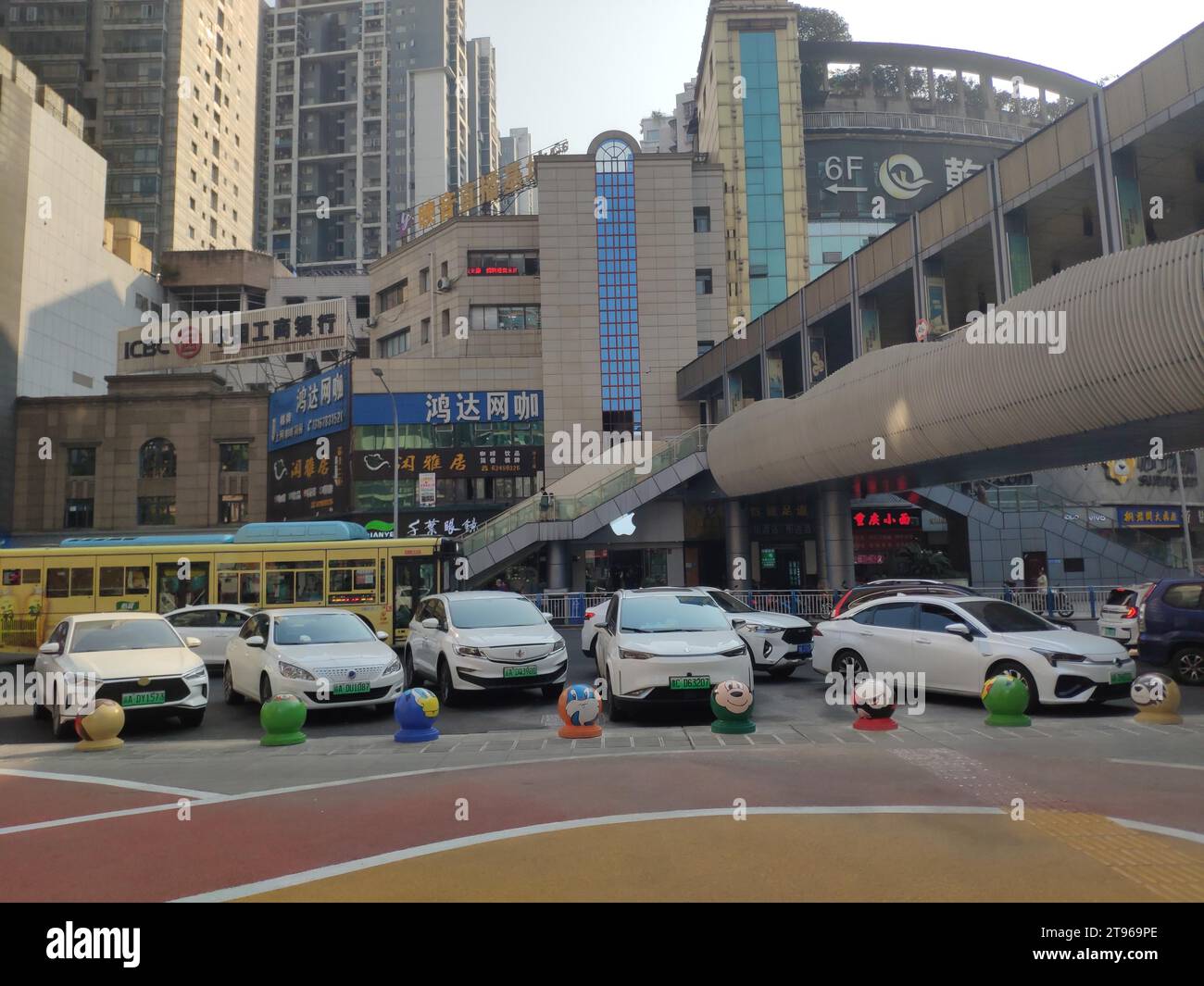 Stone piers painted with funny cartoon faces attract passers-by's ...