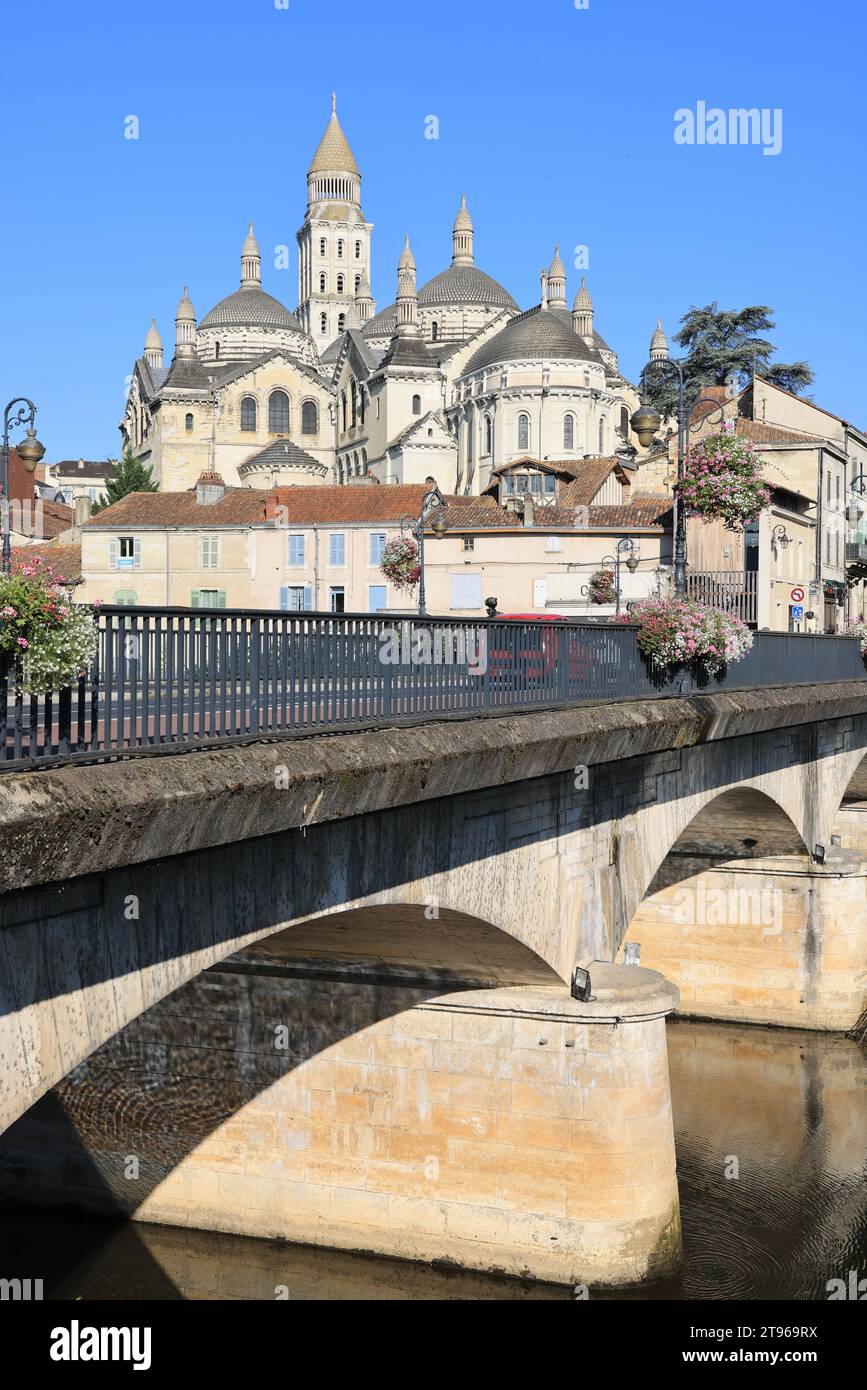 The Saint-Front Cathedral of Périgueux near the Isle River. Catholic ...