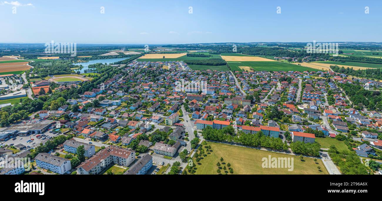 Aerial view of the small town of Pocking in the Lower Bavarian spa ...