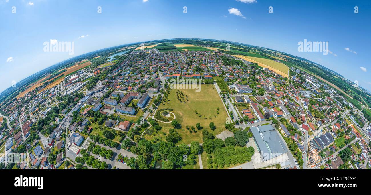 Aerial view of the small town of Pocking in the Lower Bavarian spa ...