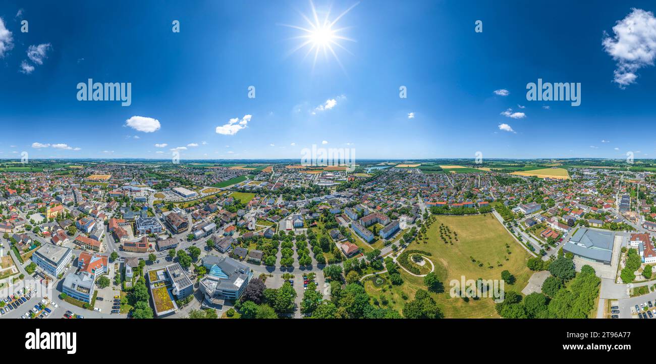 Aerial view of the small town of Pocking in the Lower Bavarian spa ...