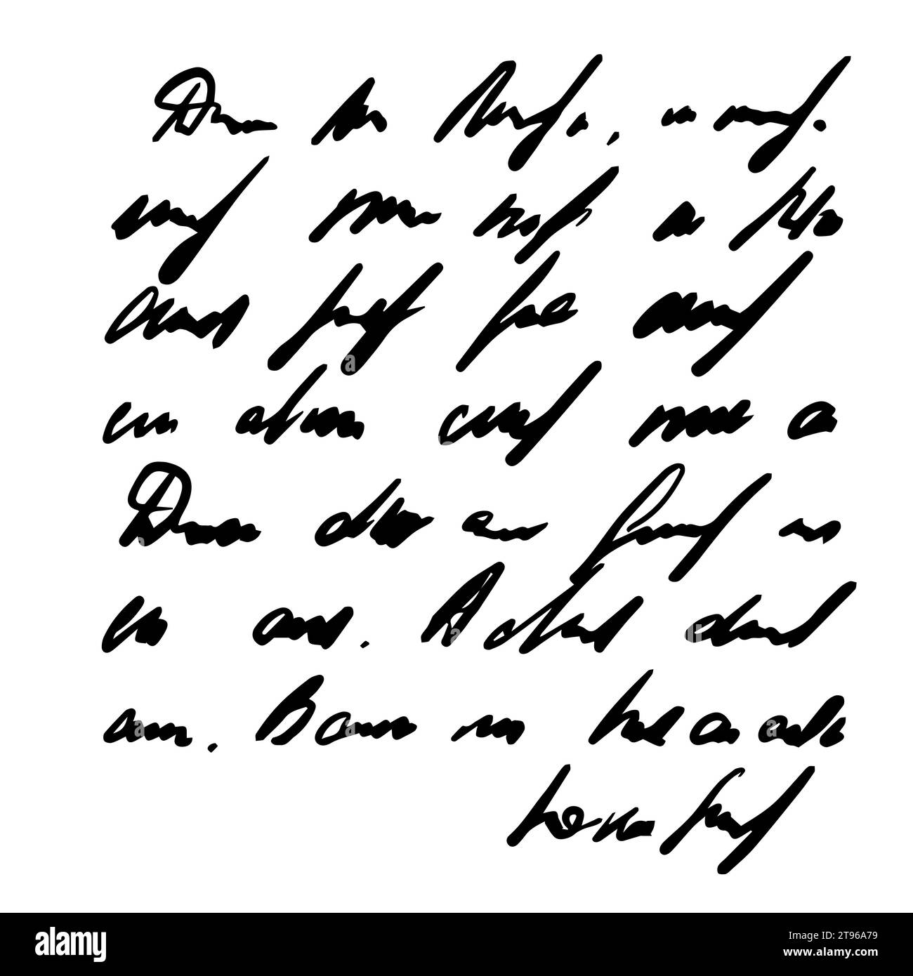 Handwritten Unreadable ink stroke, doodle illegible fictional language ...