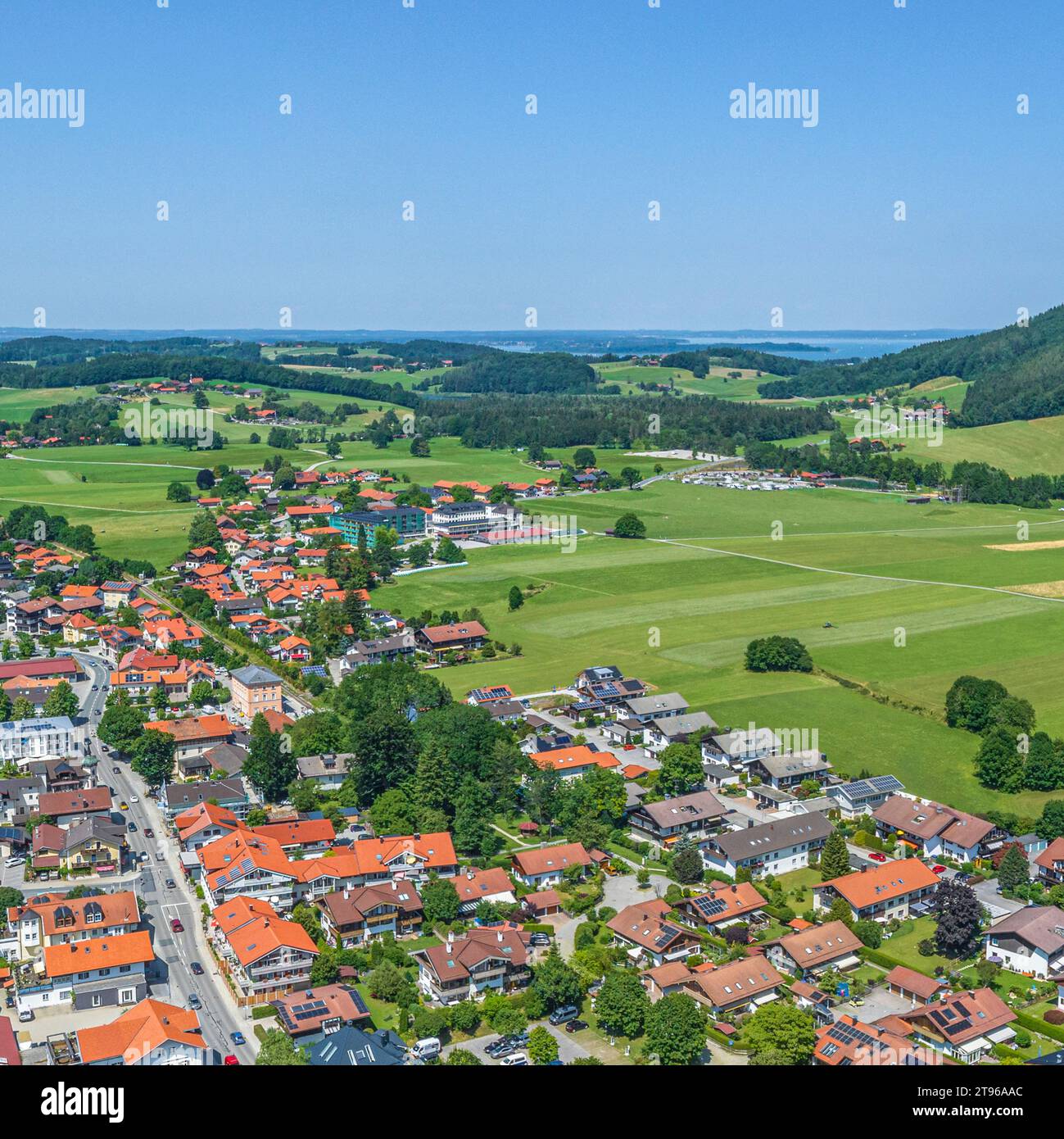 View of the Aschau in the Prien Valley region with the Kampenwand and ...