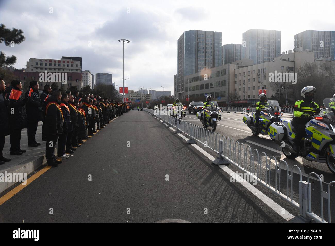 SHENYANG, CHINA - NOVEMBER 23, 2023 - Citizens with a welcome home ...