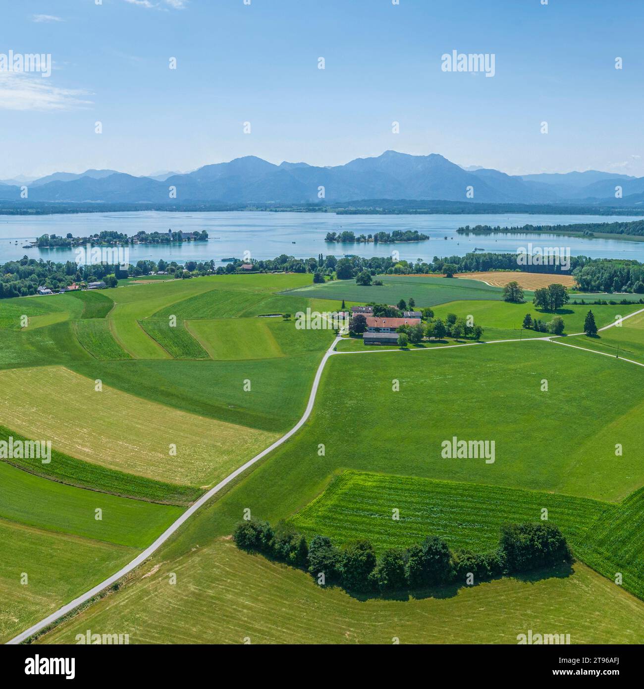 The beautiful region around the small village of Breitbrunn on Chiemsee ...