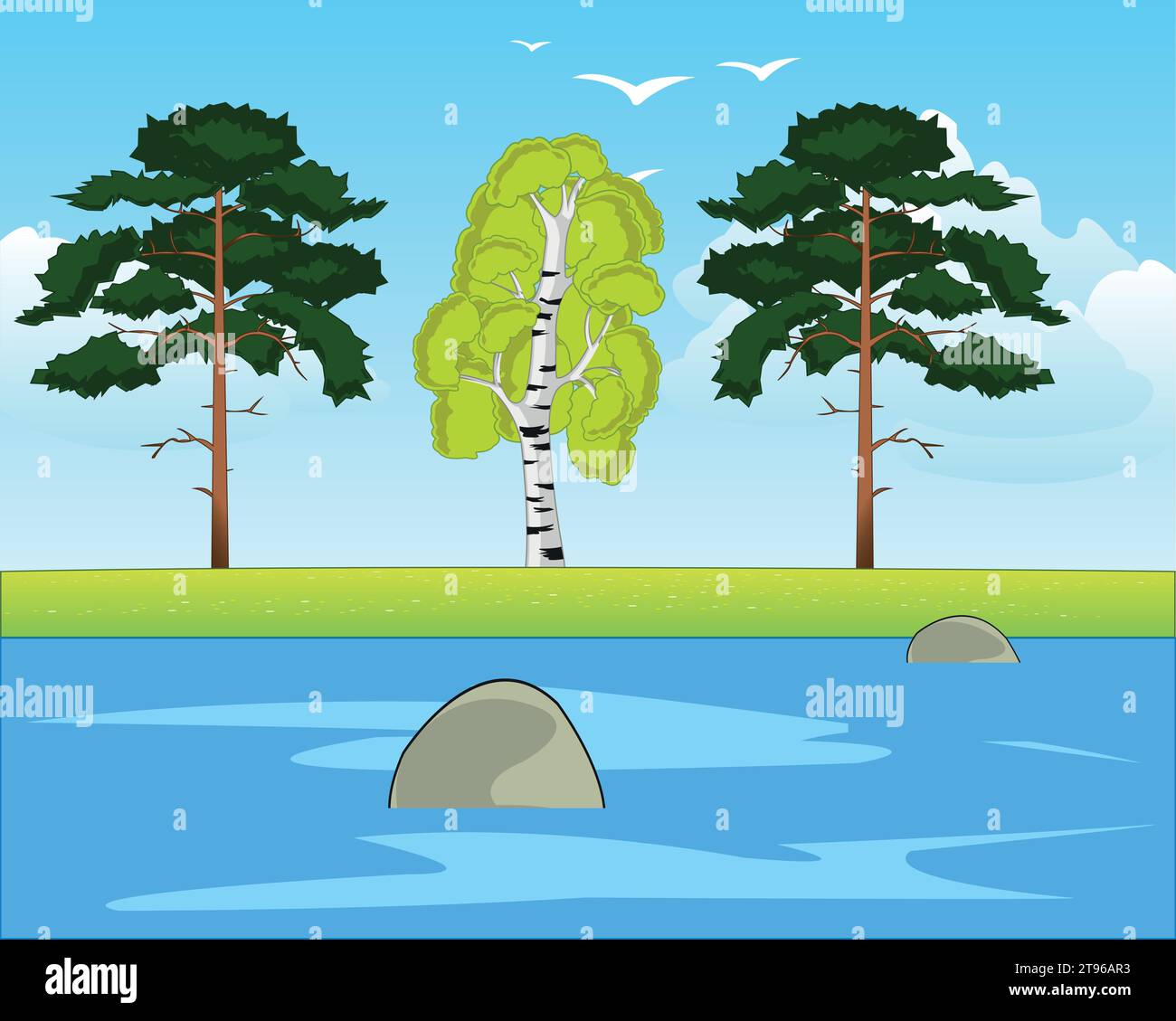 Landscape big yard and other coast year daytime Stock Vector Image ...