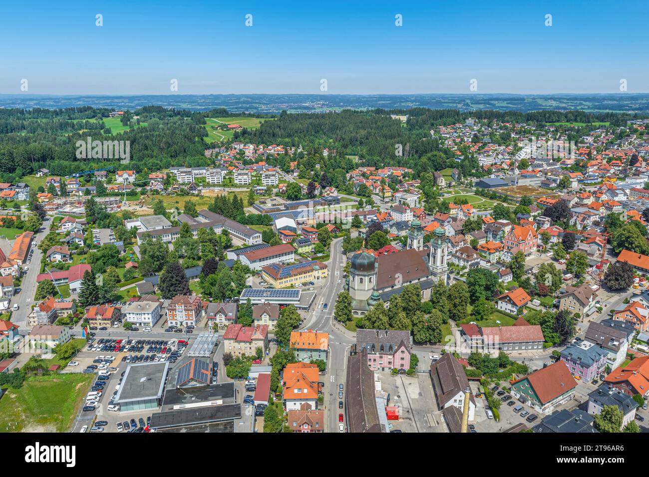View of the climatic health resort of Lindenberg on the German Alpine ...