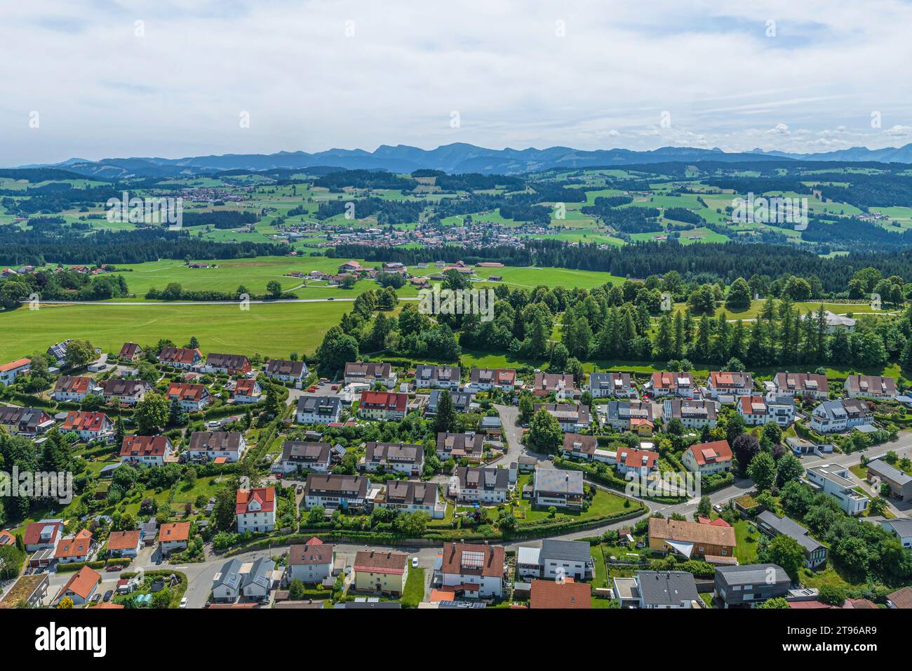 View of the climatic health resort of Lindenberg on the German Alpine ...