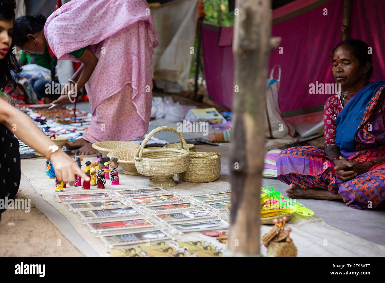 Bolpur, West Bengal, India - 22nd October 2023: A tribal village woman ...
