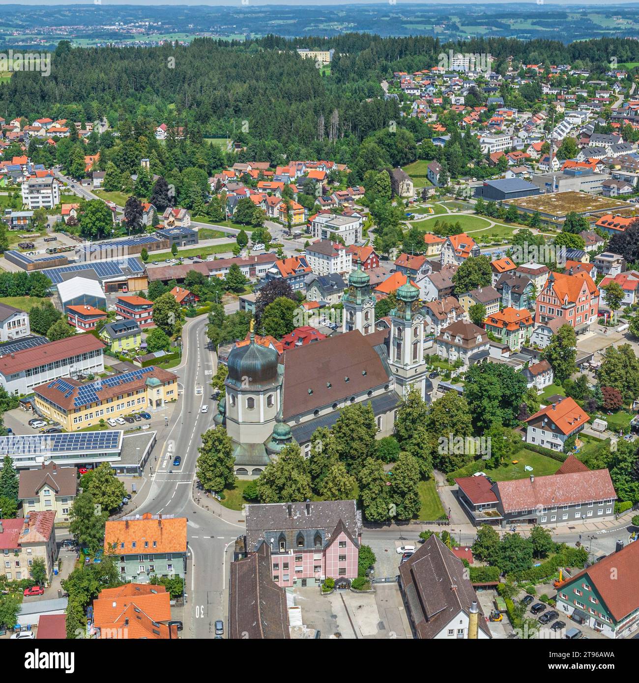 View of the climatic health resort of Lindenberg on the German Alpine ...