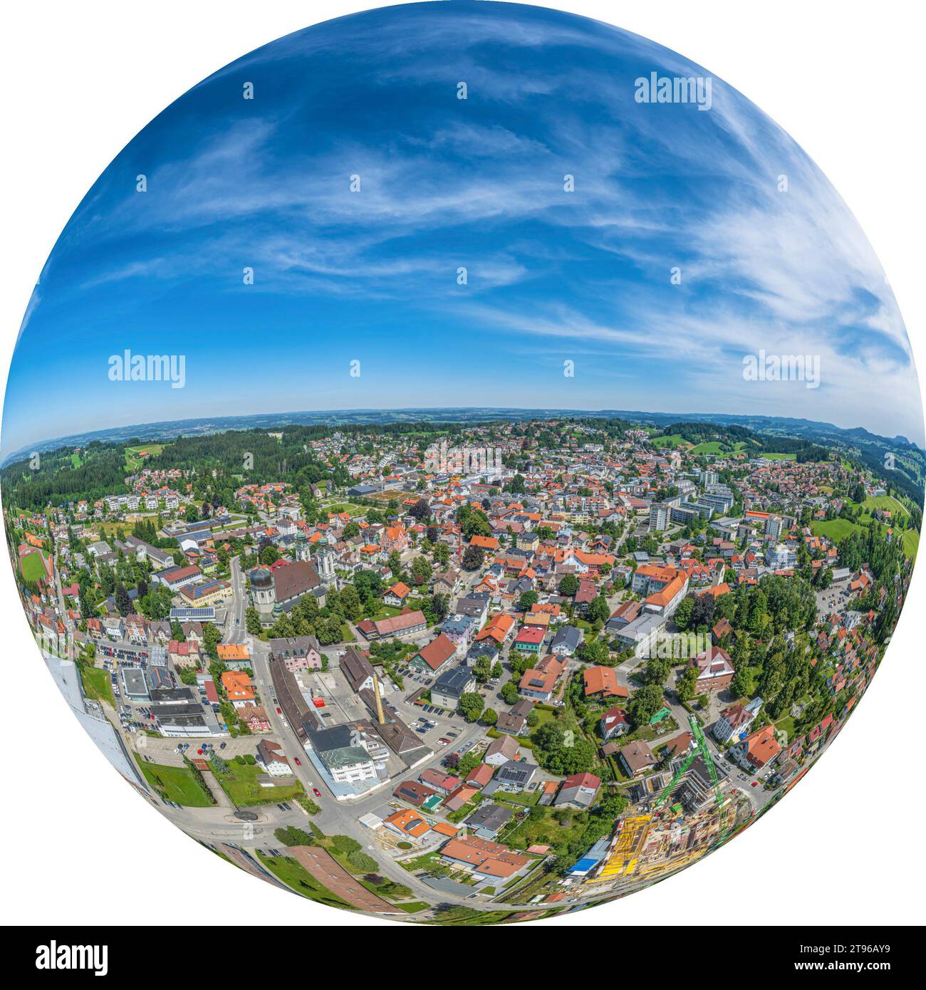 View of the climatic health resort of Lindenberg on the German Alpine ...