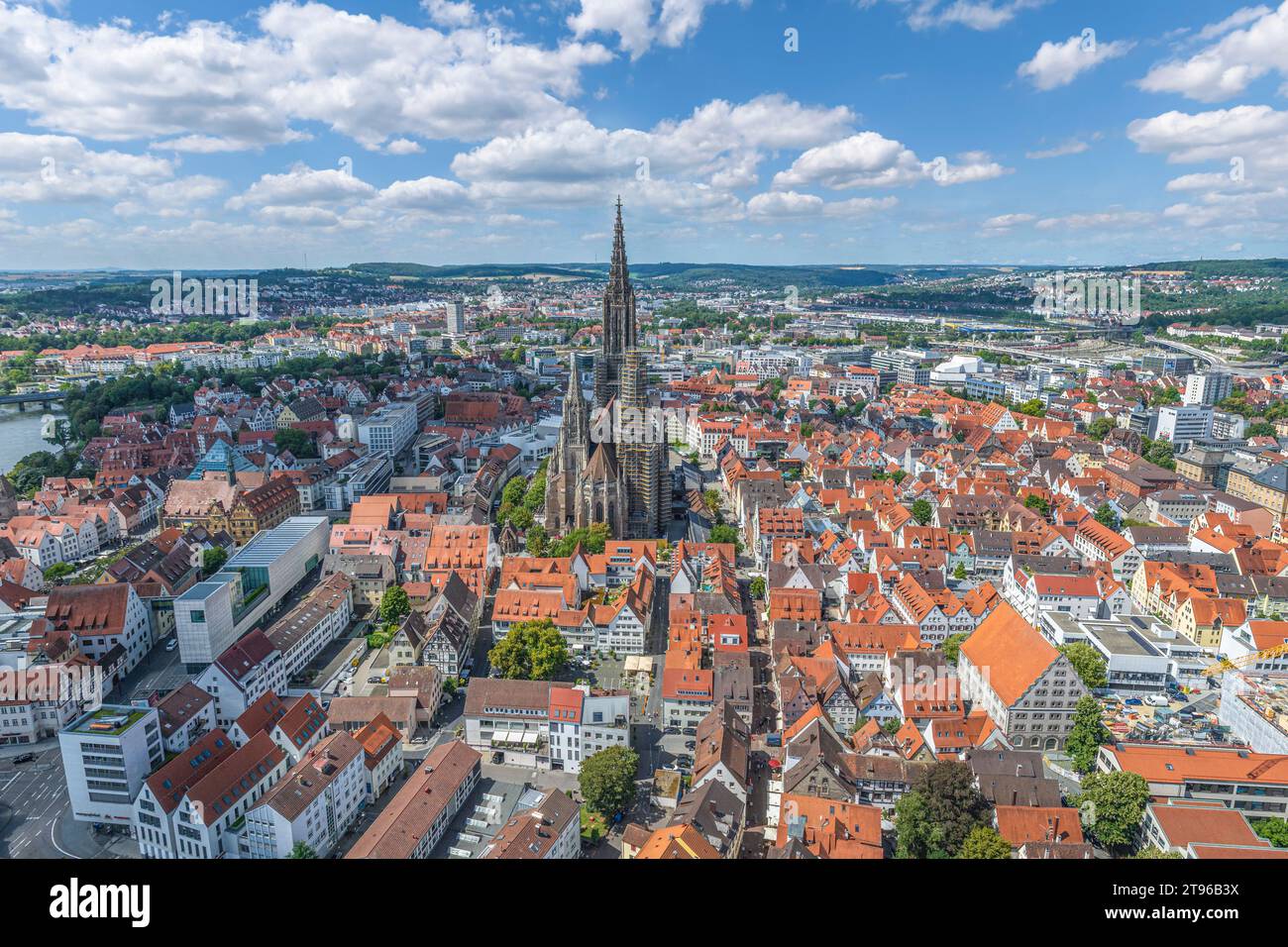 Ulm and Neu-Ulm, the twin city on the Danube in an aerial view Stock ...