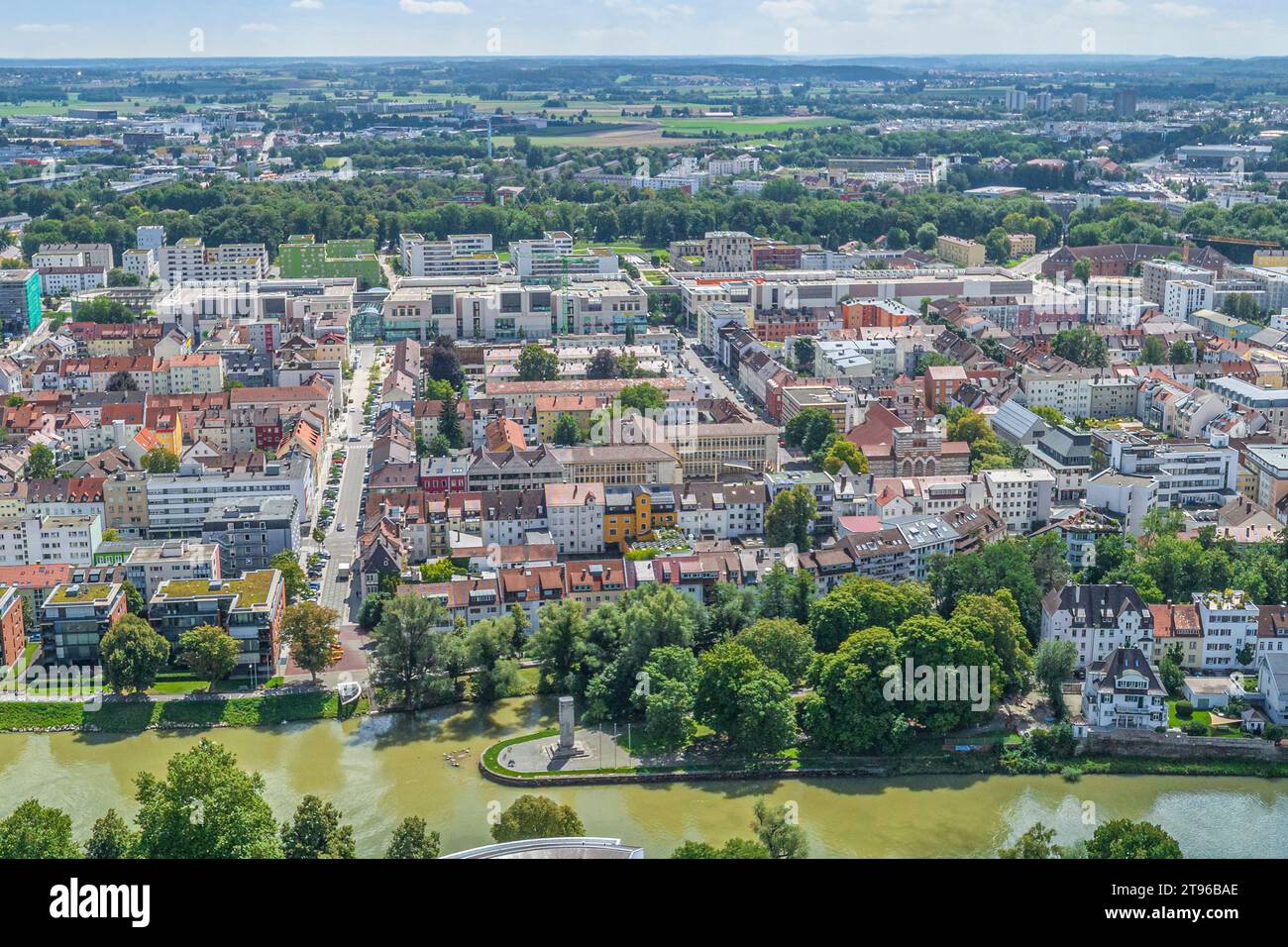 Ulm and Neu-Ulm, the twin city on the Danube in an aerial view Stock ...