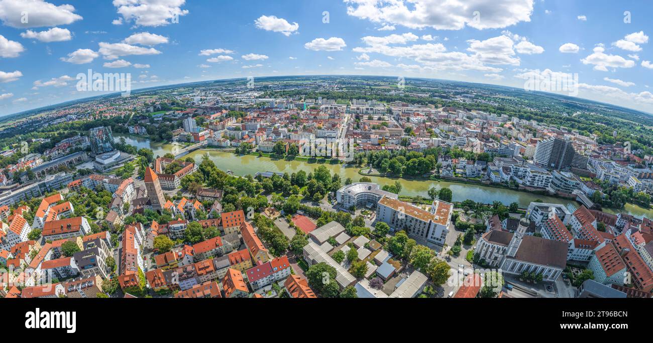 Ulm and Neu-Ulm, the twin city on the Danube in an aerial view Stock ...