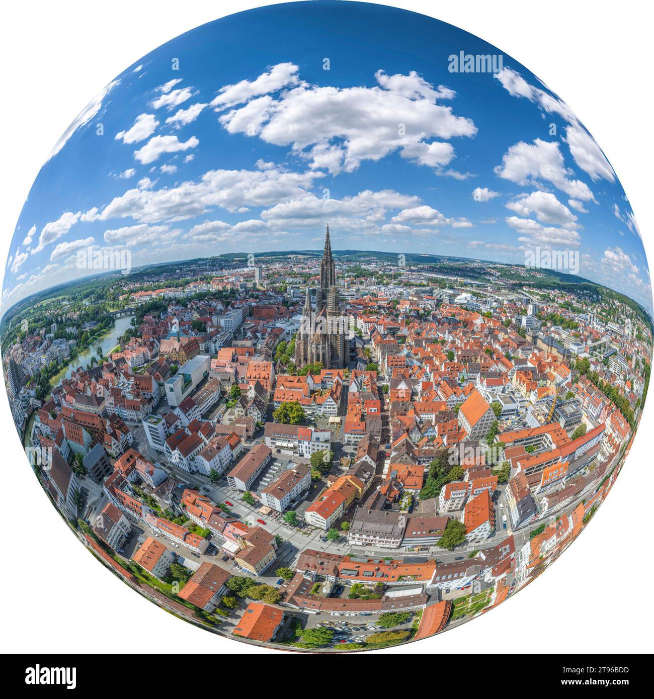 Ulm and Neu-Ulm, the twin city on the Danube in an aerial view Stock ...