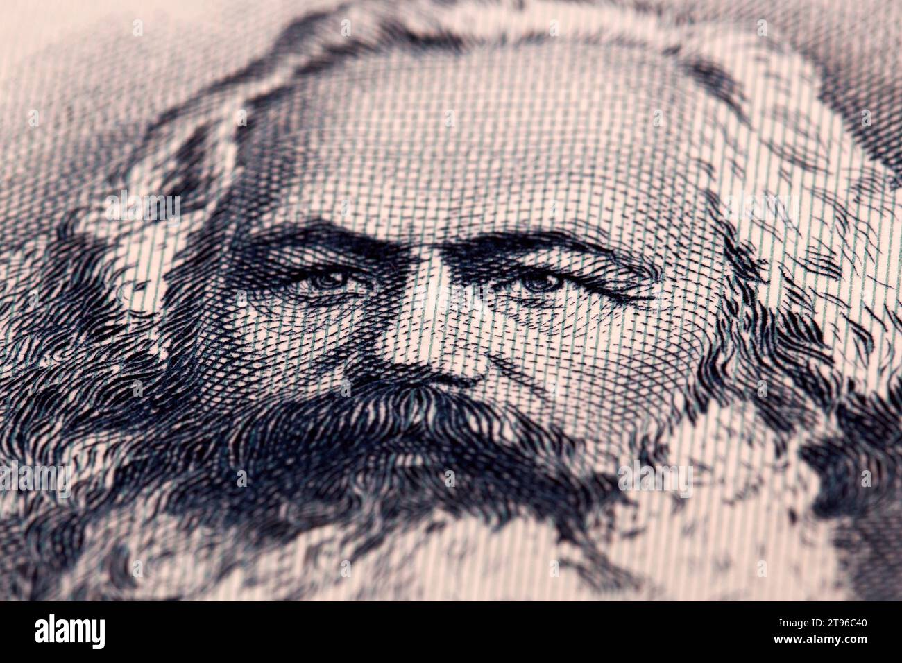 Karl Marx a closeup portrait from old German money - Mark Stock Photo ...