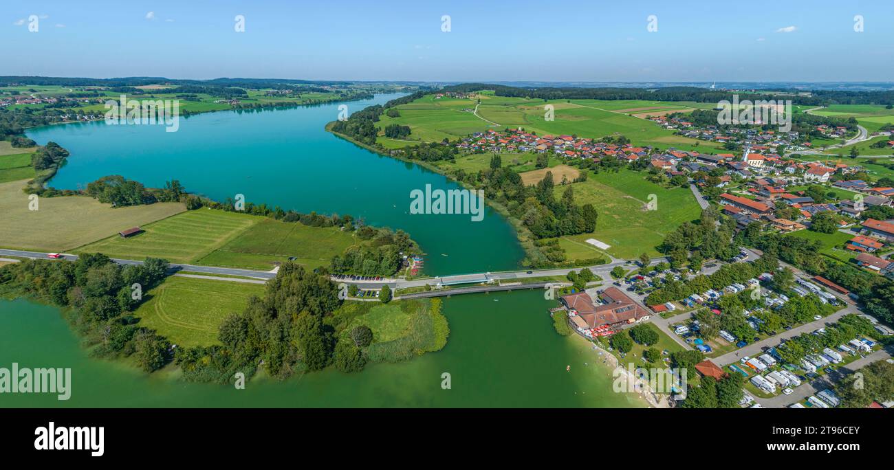 Aerial view to the region around Tettenhausen on Waginger and Tachinger ...