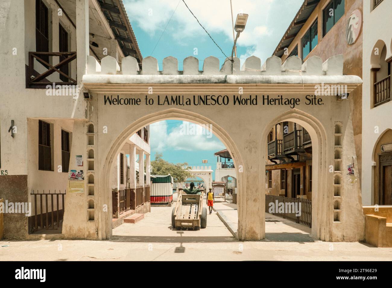 Gate to Lamu Old Town, UNESCO world Heritage Site in Lamu Isand, Kenya ...