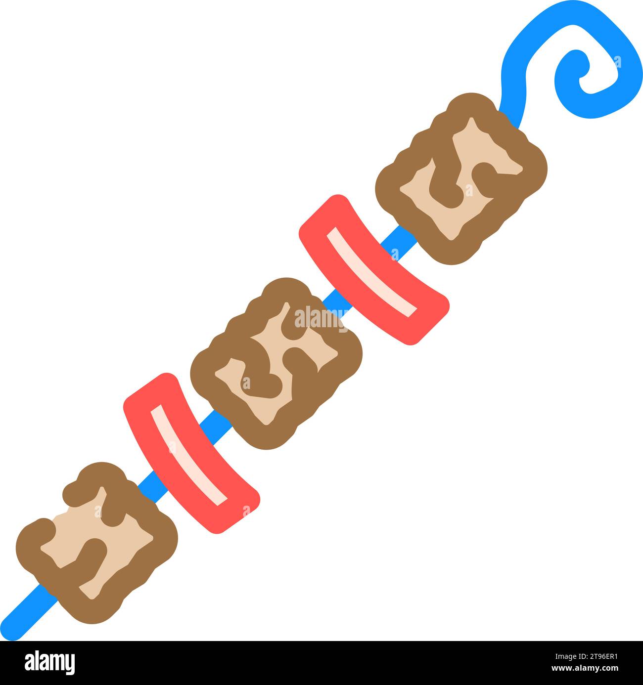 kebab skewer turkish cuisine color icon vector illustration Stock ...