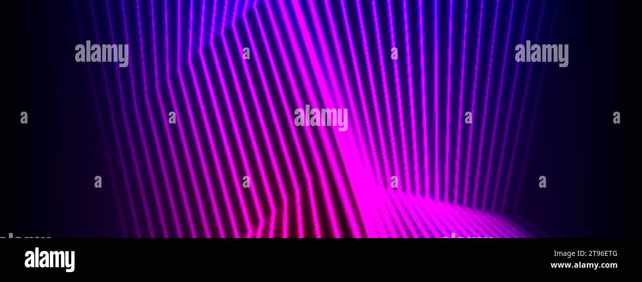 Blue and ultraviolet neon laser glowing curved 3d lines abstract tech ...