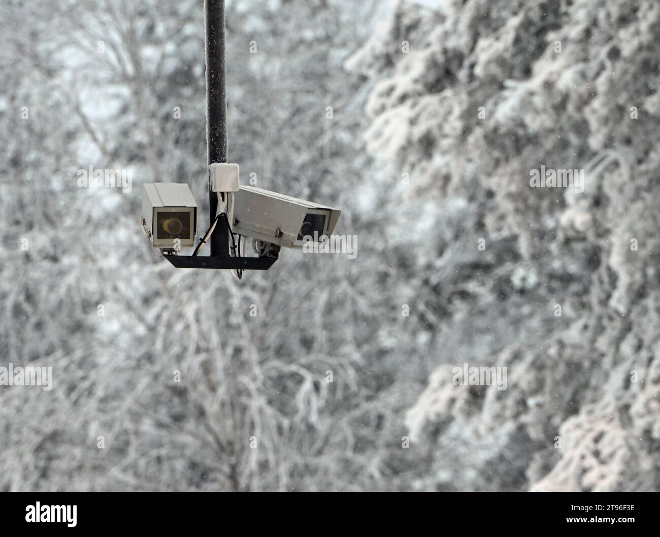 Salla, Finland. 22nd Nov, 2023. Surveillance cameras at the ...
