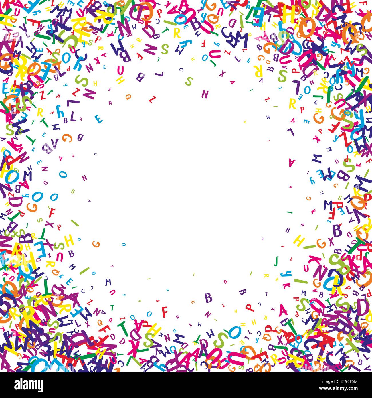 Scattered letters of latin alphabet. Colorful childish floating ...