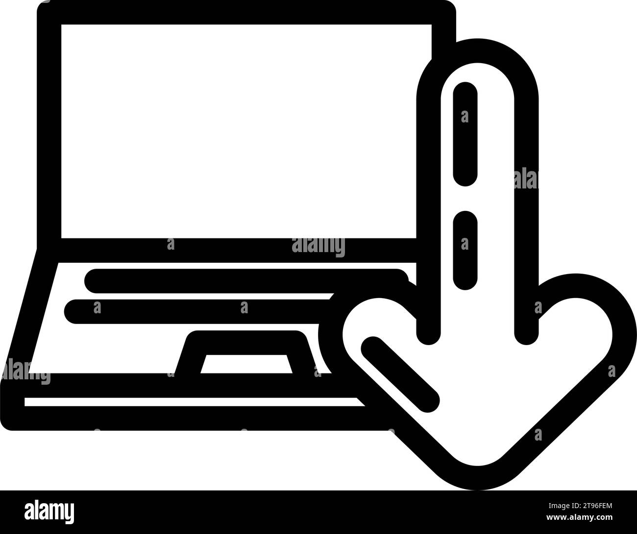 laptop downloading data computer line icon vector illustration Stock ...