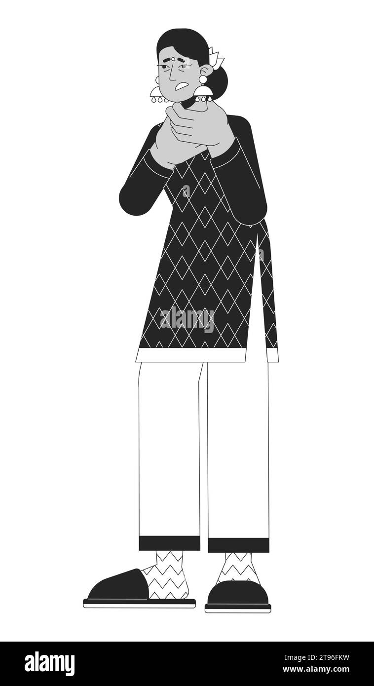 Sore throat tonsillitis black and white cartoon flat illustration Stock ...