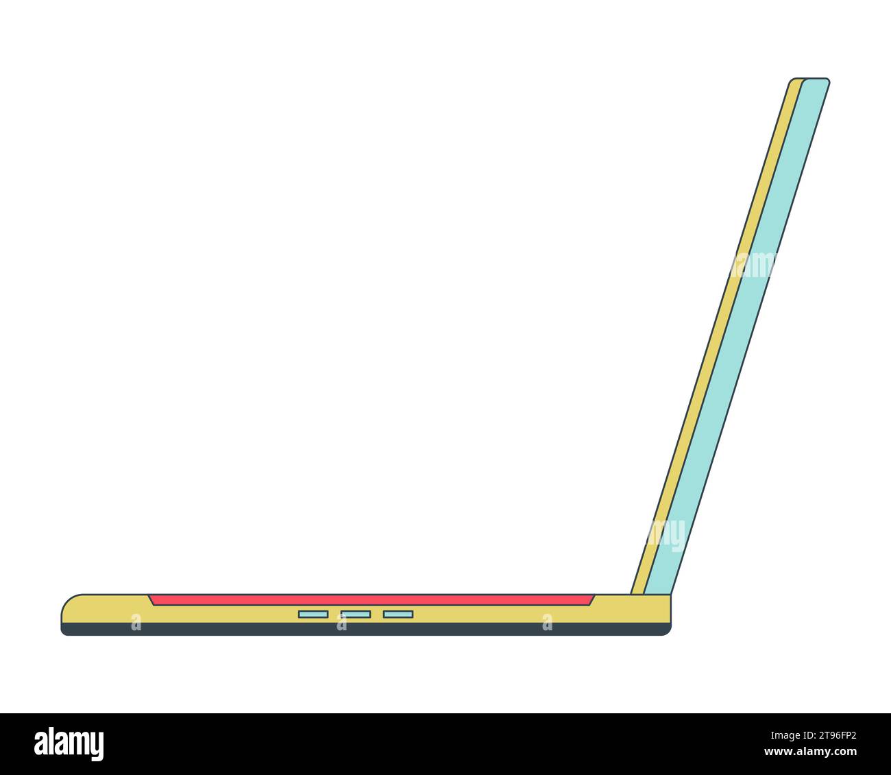 Open laptop side view 2D linear cartoon object Stock Vector Image & Art ...