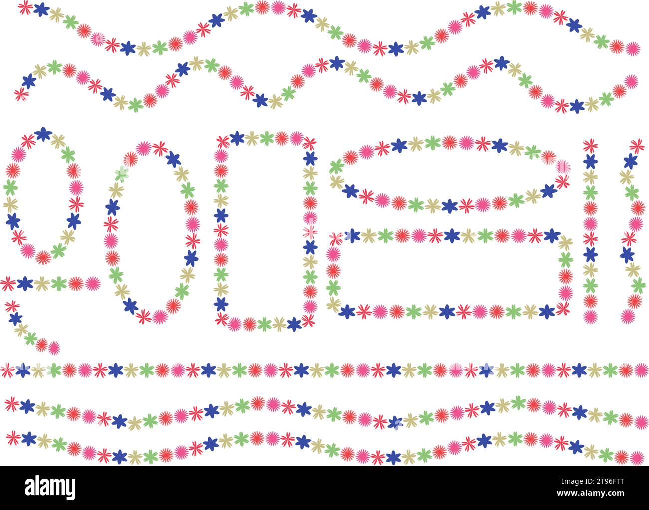 line wavy pattern design elements. color full flower-type designs ...