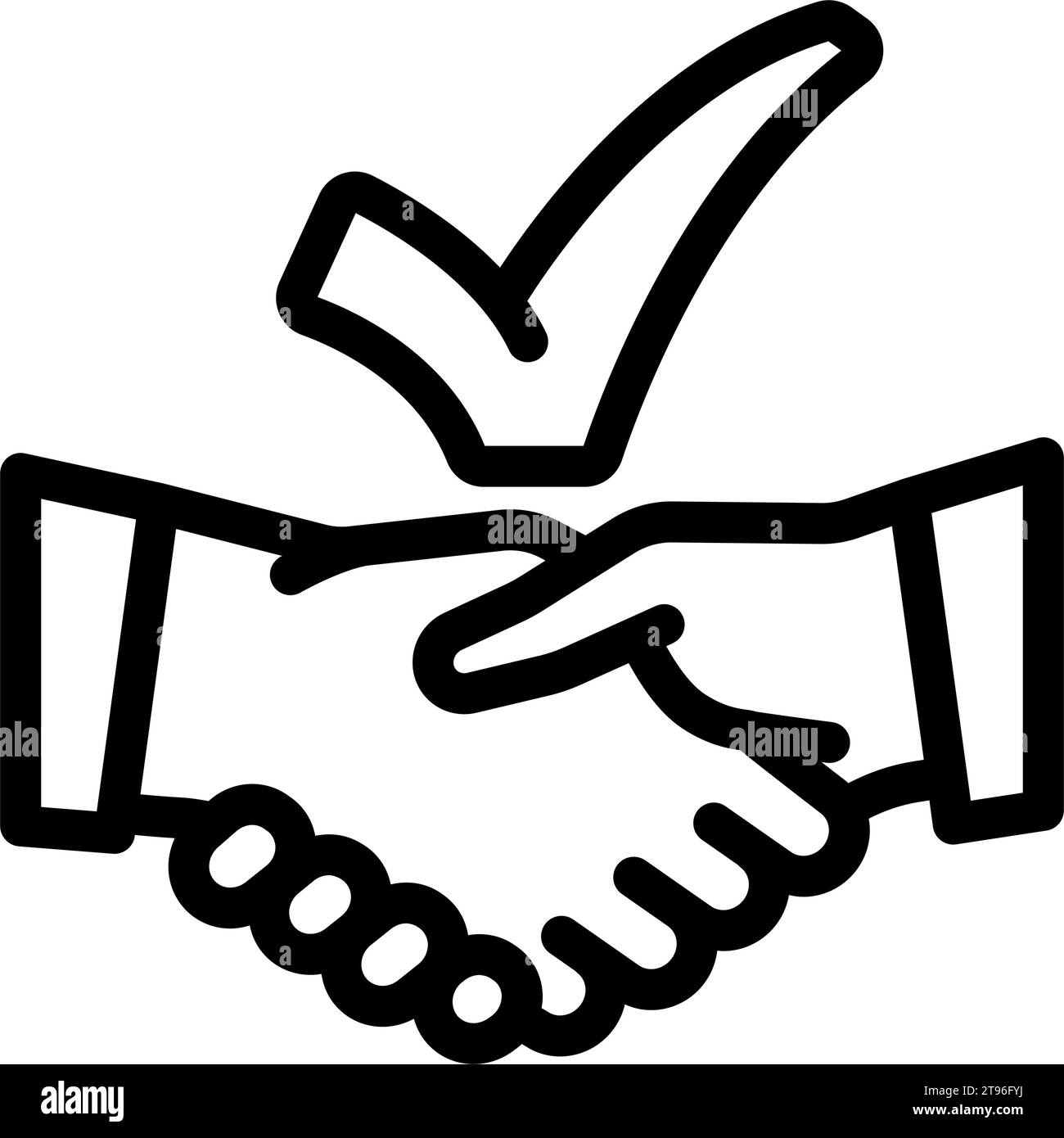 handshake check mark line icon vector illustration Stock Vector Image ...
