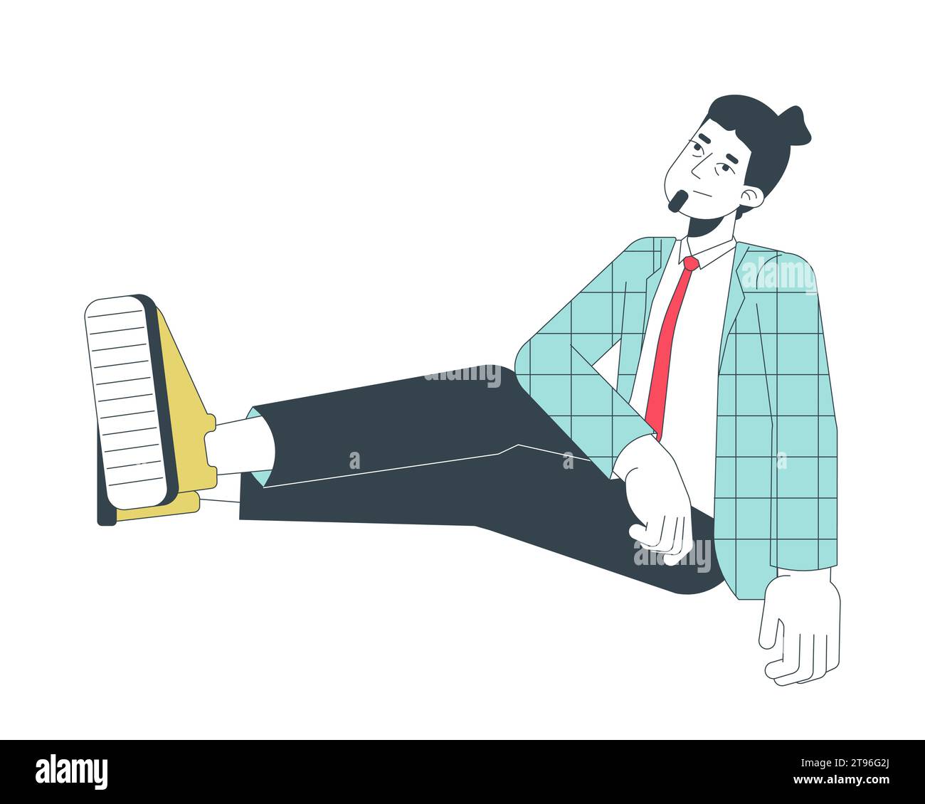 Office worker sitting high power pose 2D linear cartoon character Stock ...