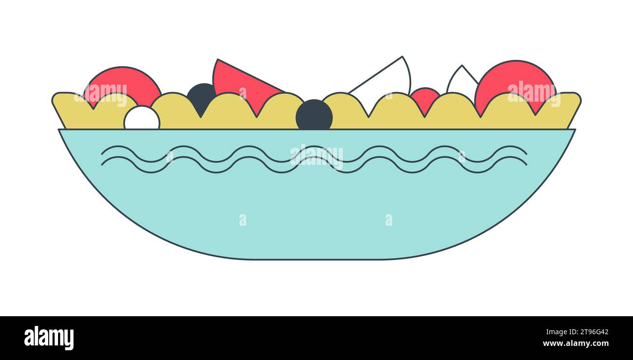 Salad bowl 2D linear cartoon object Stock Vector Image & Art - Alamy