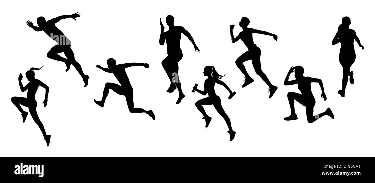 Runners silhouettes vector set isolated on white Stock Vector Image ...