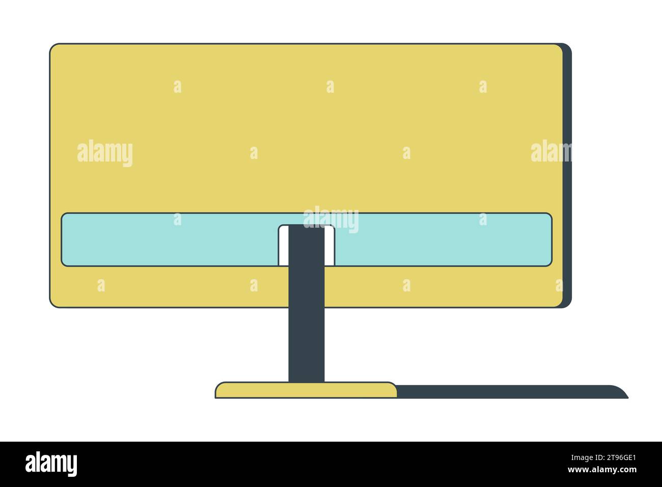 Back view computer desktop 2D linear cartoon object Stock Vector Image ...