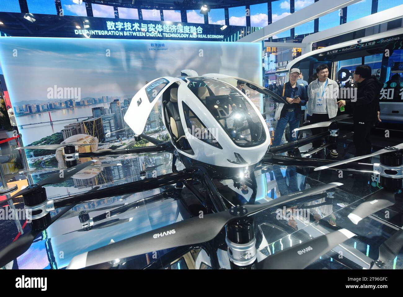 HANGZHOU, CHINA - NOVEMBER 23, 2023 - Visitors view Ehang's unmanned ... HANGZHOU, CHINA - NOVEMBER 23, 2023 - Visitors view Ehang's unmanned ...