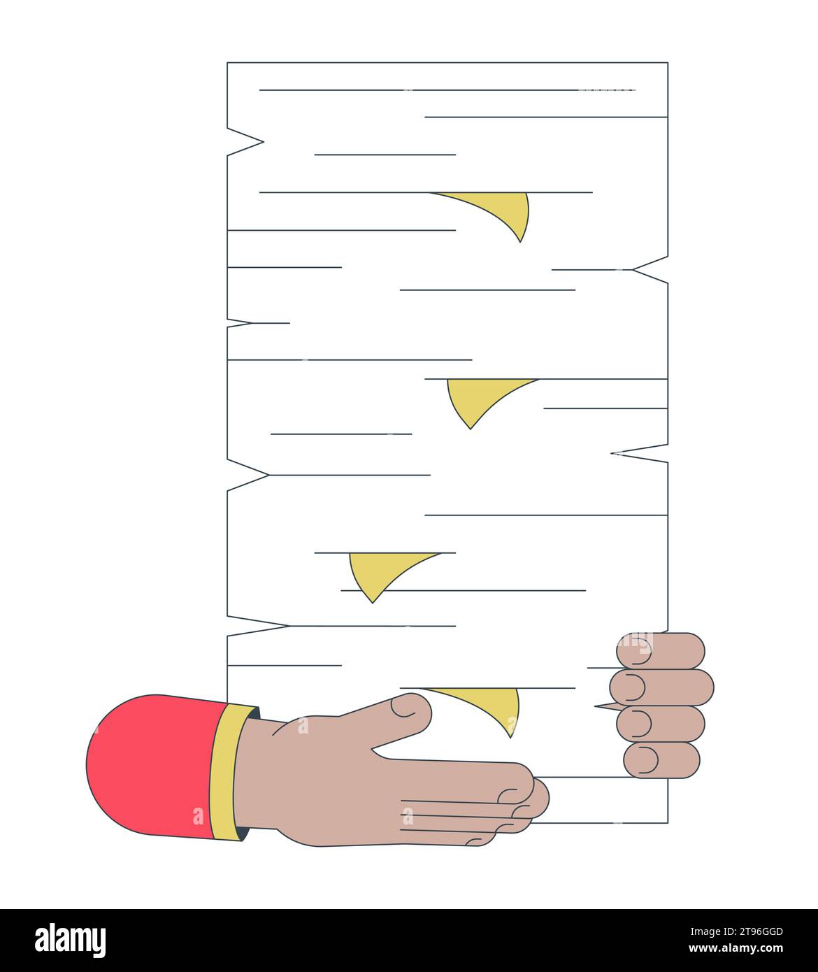 Holding paperwork pile linear cartoon character hands illustration ...