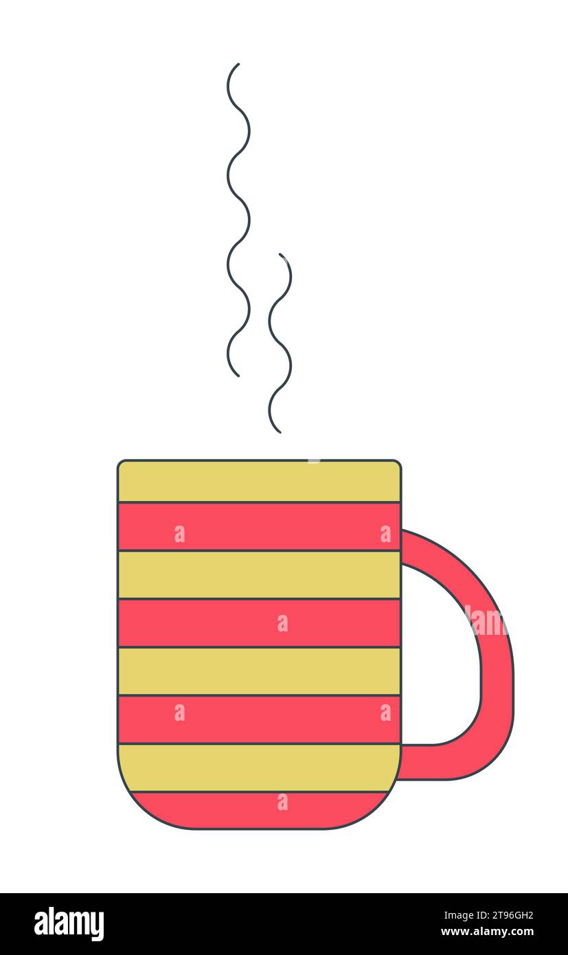 Steamed coffee cup 2D linear cartoon object Stock Vector Image & Art ...