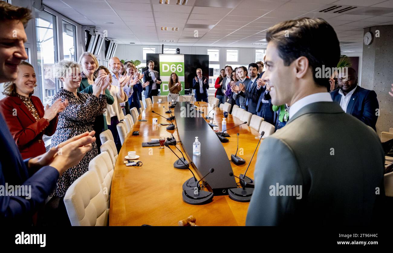 THE HAGUE - Party leader Rob Jetten during a D66 faction meeting, a day after the House of ...