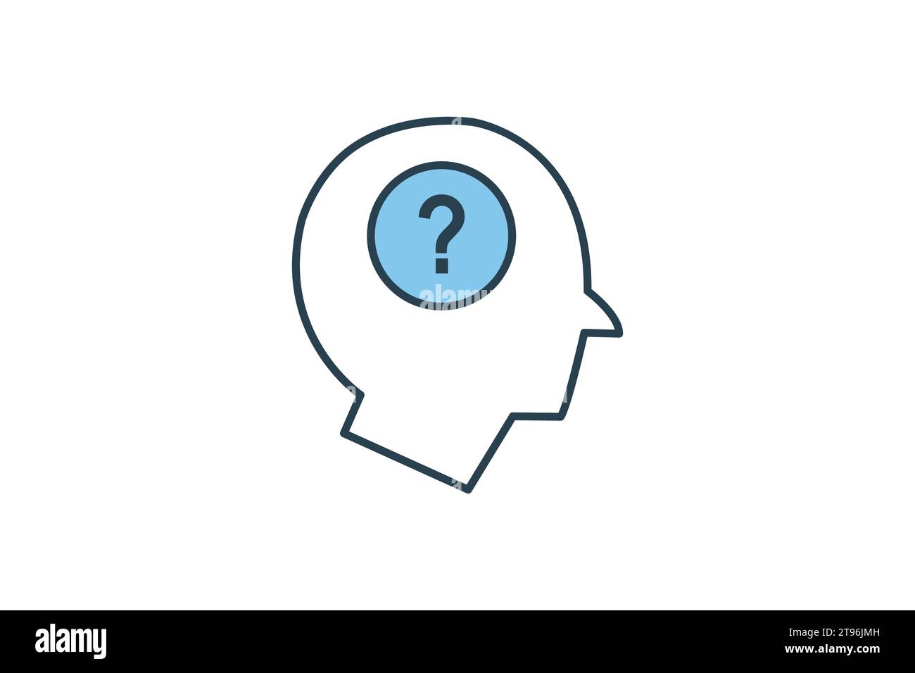 confused icon. head with question mark. icon related to confusion. flat line icon style. simple ...