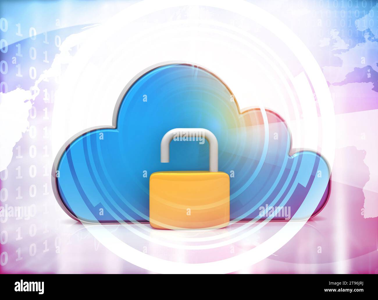 Cloud Security Systems. cloud with opened padlock on technology ...