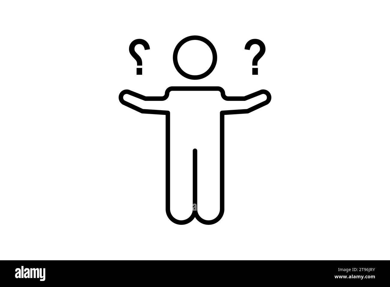 uncertain icon. human and question mark. icon related to confusion. line icon style. simple ...