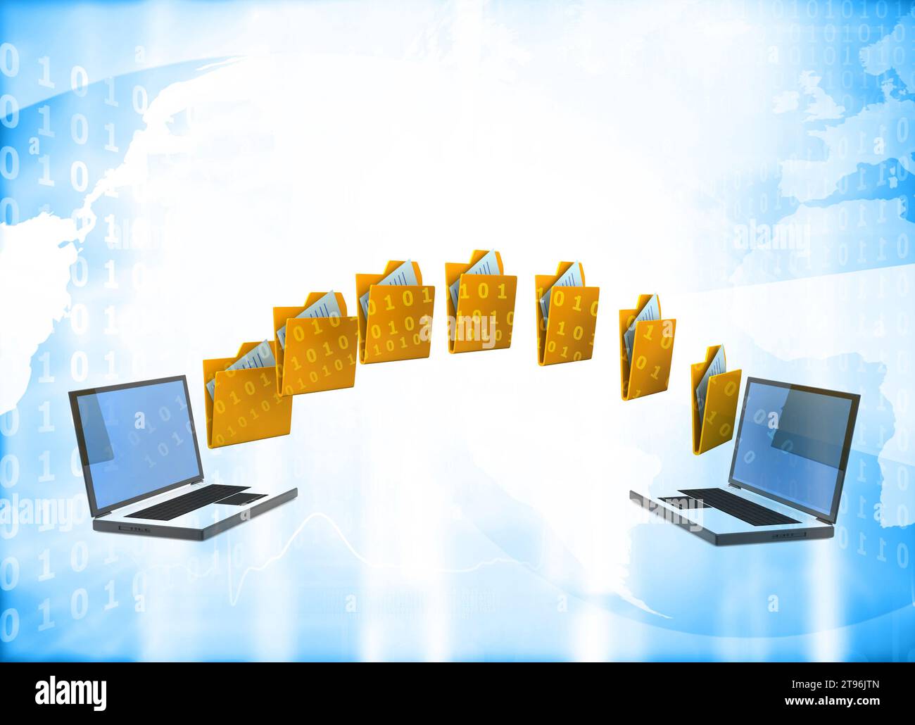 Two laptops transferred documents. Data, File, Folders with paper files ...