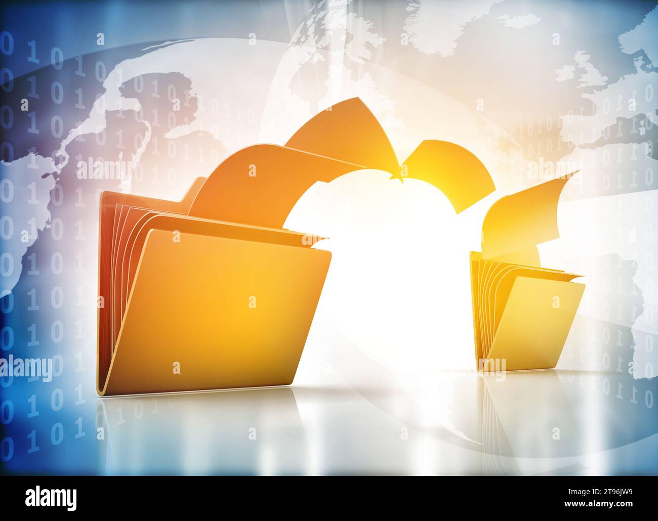 File transfer. Two folders transferred documents. Data, File, Folders ...