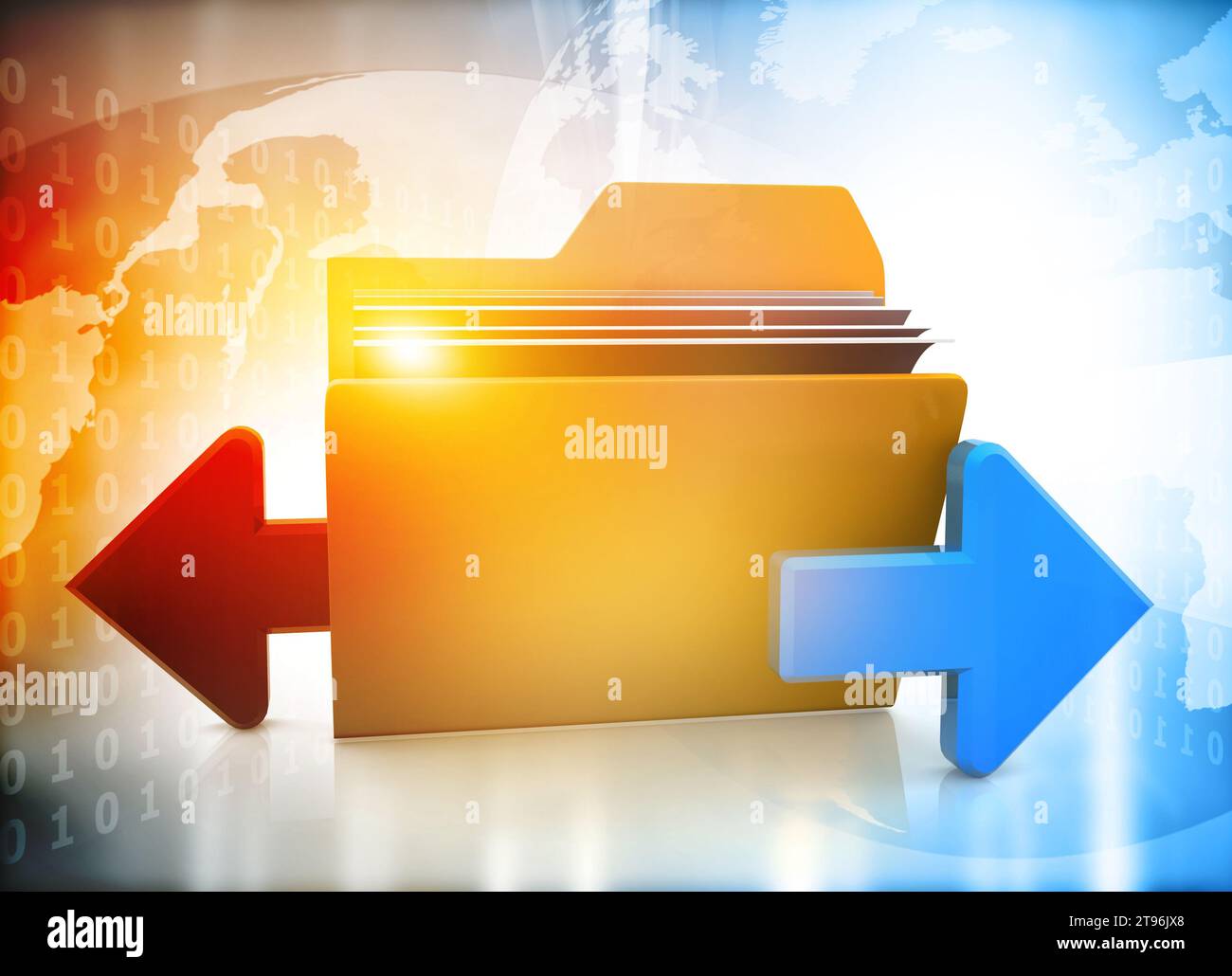 File sharing icon on technology background. 3d render Stock Photo - Alamy
