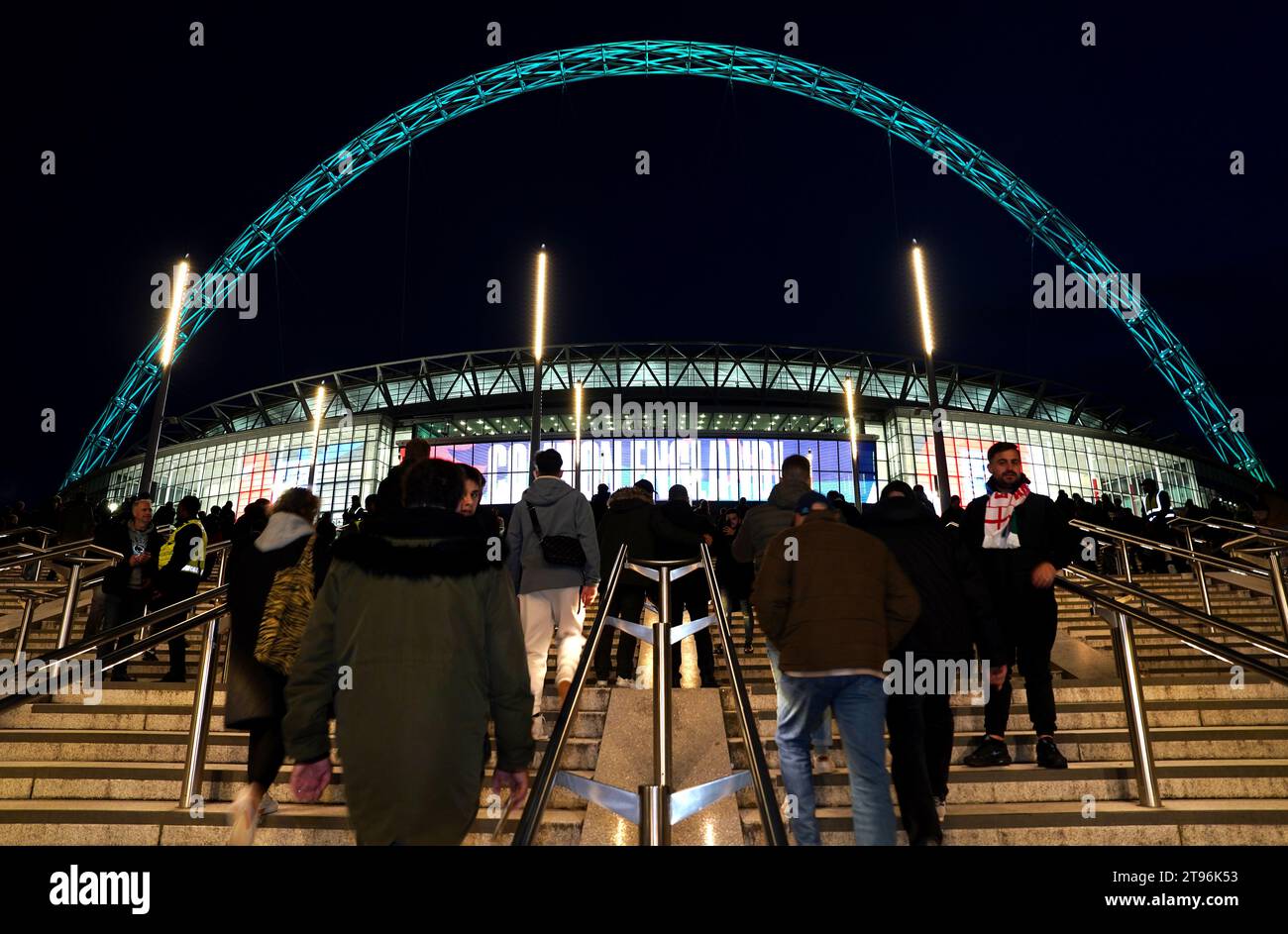 File photo dated 17-10-2023 of the lit up Wembley arch, which is ...